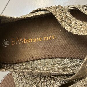 bernie mev. | Shoes | Bernie Mev Gold Elastic Open Toe Wedge Slipon ...